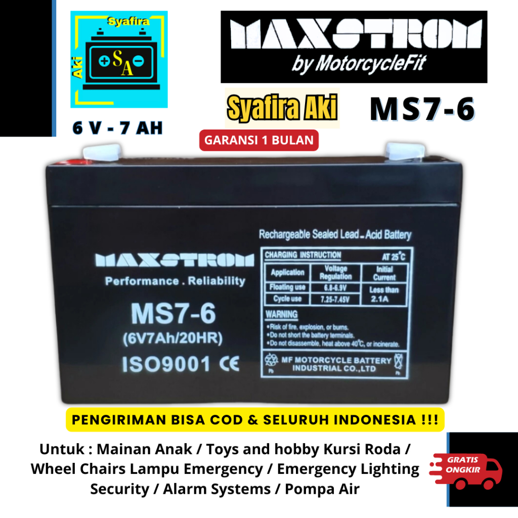 Jual Aki battery mainan anak mobil mobilan 6v 7ah / 6 v 7 ah / 6v7ah aki kering VRLA | Shopee ...
