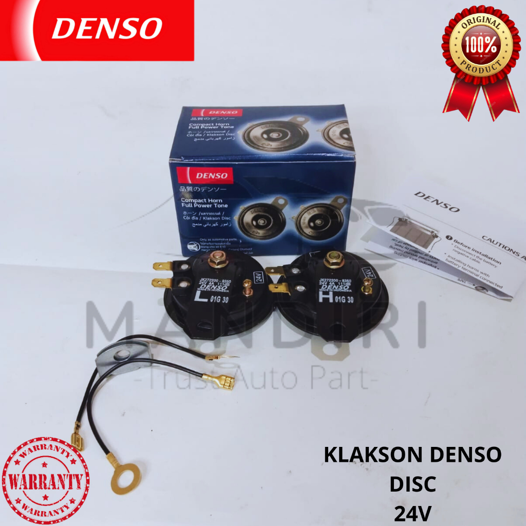 Jual KLAKSON DISC DENSO 24V - COMPACT HORN FULL POWER TONE DENSO 2PCS ...