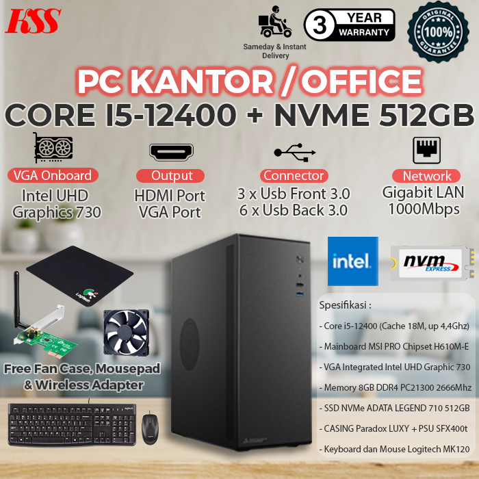 Jual Komputer/PC Rakitan Core i5 Gen Terbaru Super Cepat Office ...
