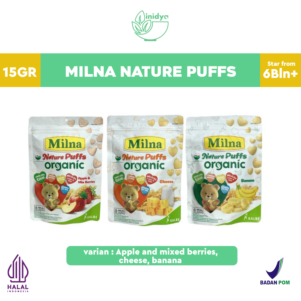 Jual Milna Nature Puff Organic 15gr - Camilan Bayi Mpasi Snack Cemilan ...
