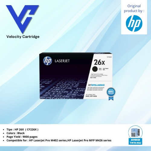 Jual Toner HP 26x Black LaserJet HP Original (CF226X) | Shopee Indonesia
