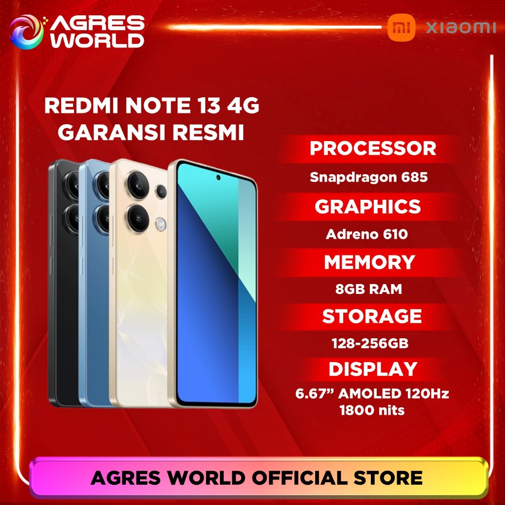 Jual Xiaomi Redmi Note 13 4G [8GB+128/256GB] Garansi Resmi Xiaomi ...