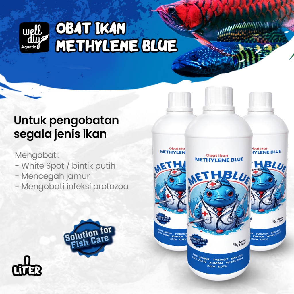 Jual Obat Biru Methylene Blue Pengobatan Ikan White Spot Jamur Ikan - 1 Liter | Shopee Indonesia