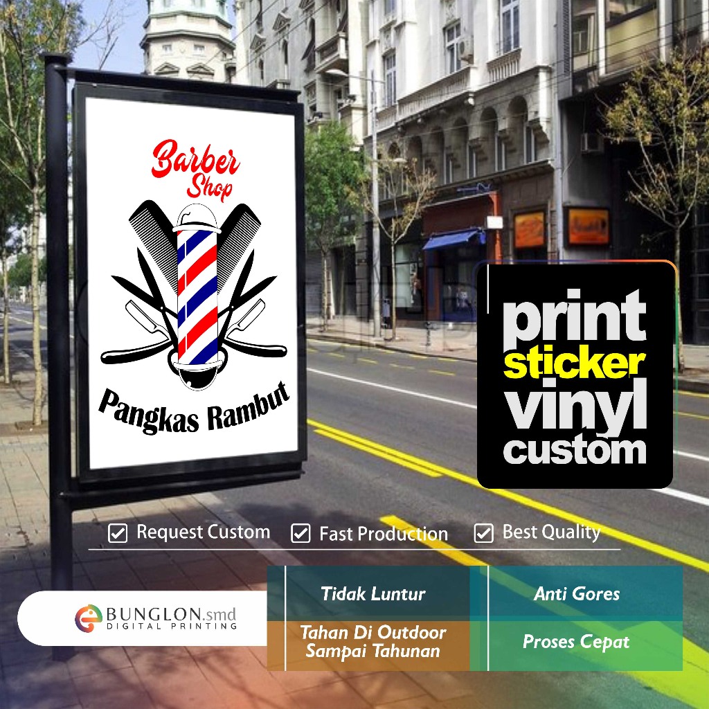 Jual PRINT CETAK STICKER PLANG PANGKAS RAMBUT BARBERSHOP CUSTOM DESAIN ...