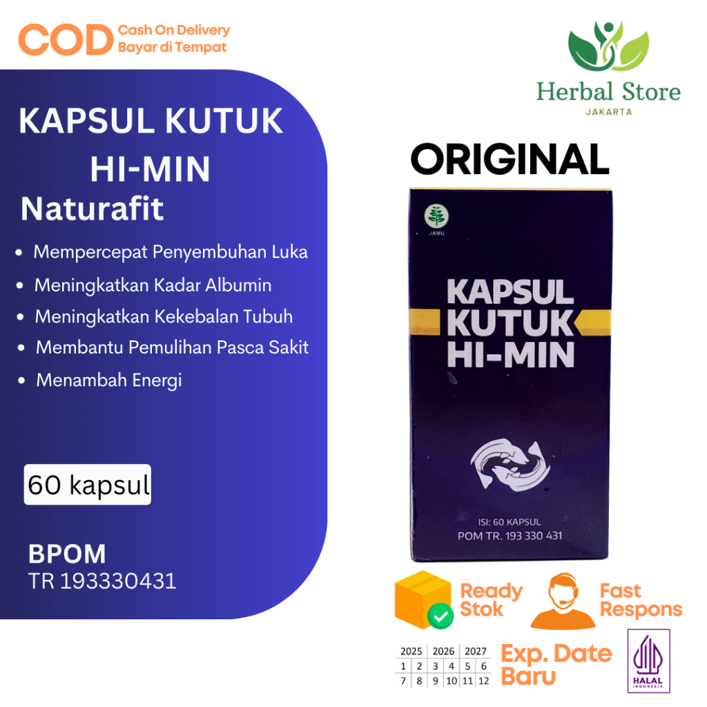 Jual Kapsul Kutuk Hi-Min Naturafit Herbal Penyembuh Luka Alami, 100% Ekstrak Ikan Gabus ...