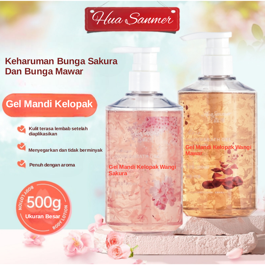 Jual Showe Gel Mandi HUASANMER Sabun mandi isi 500ml - sabun mandi ...