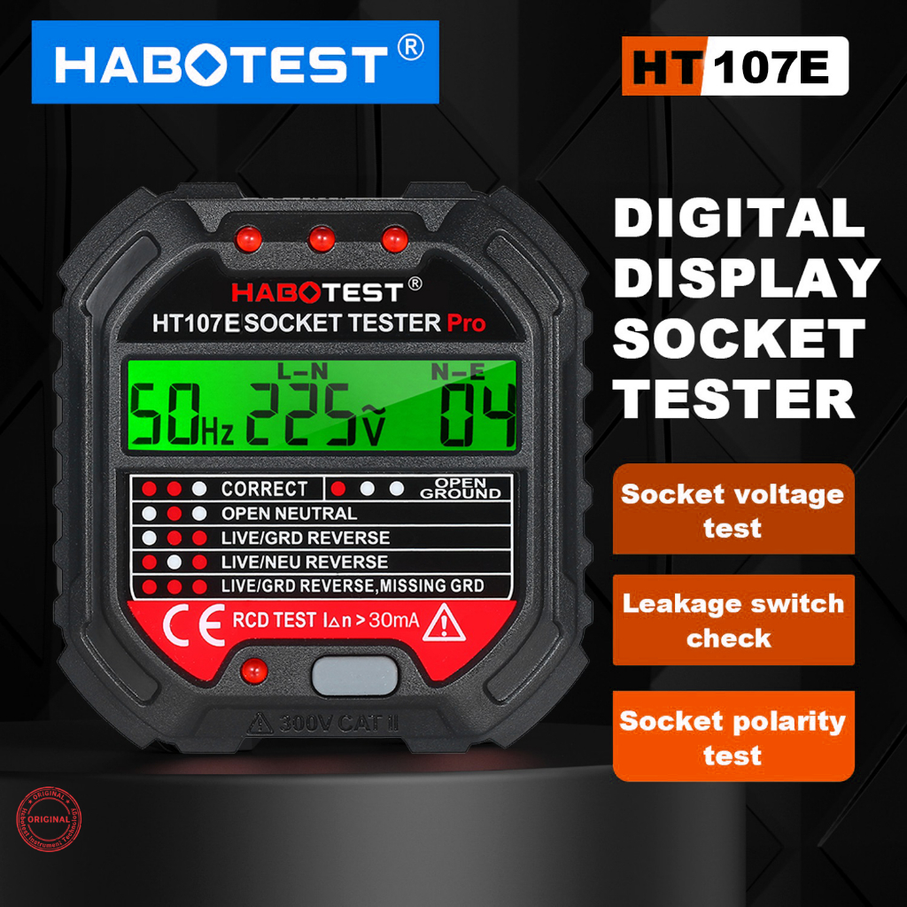 Jual Habotest HT107E Digital Smart Socket Tester Detector Voltage Test ...