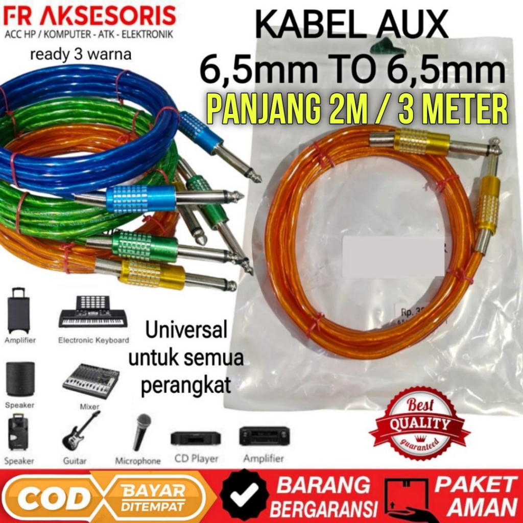 Jual Kabel Aux 6,5mm to 6,5mm 3 METER / 2 METER Kabel Gitar kabel Audio ...