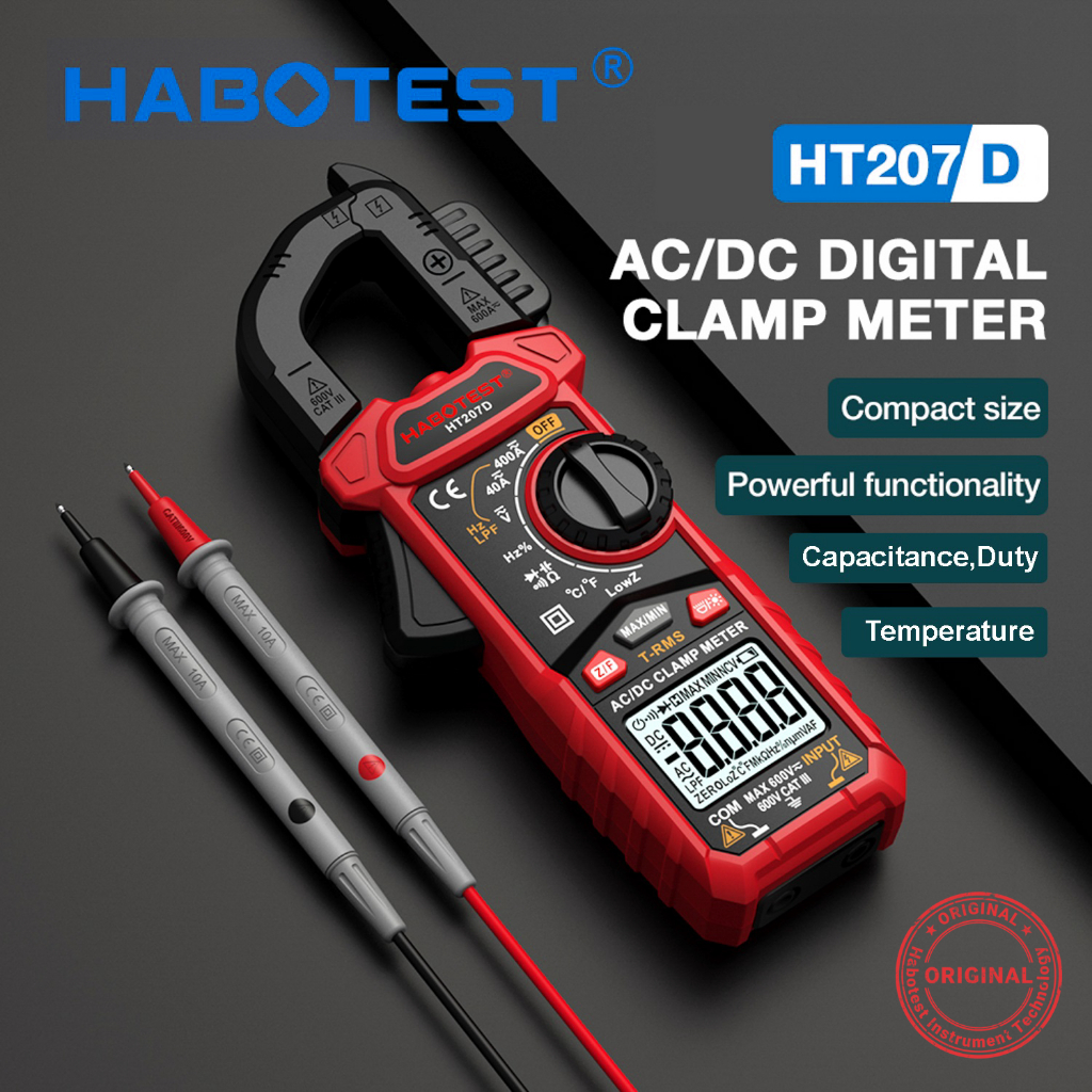 Jual HABOTEST HT207D Tang Ampere AC DC Current Digital Clamp Multimeter ...