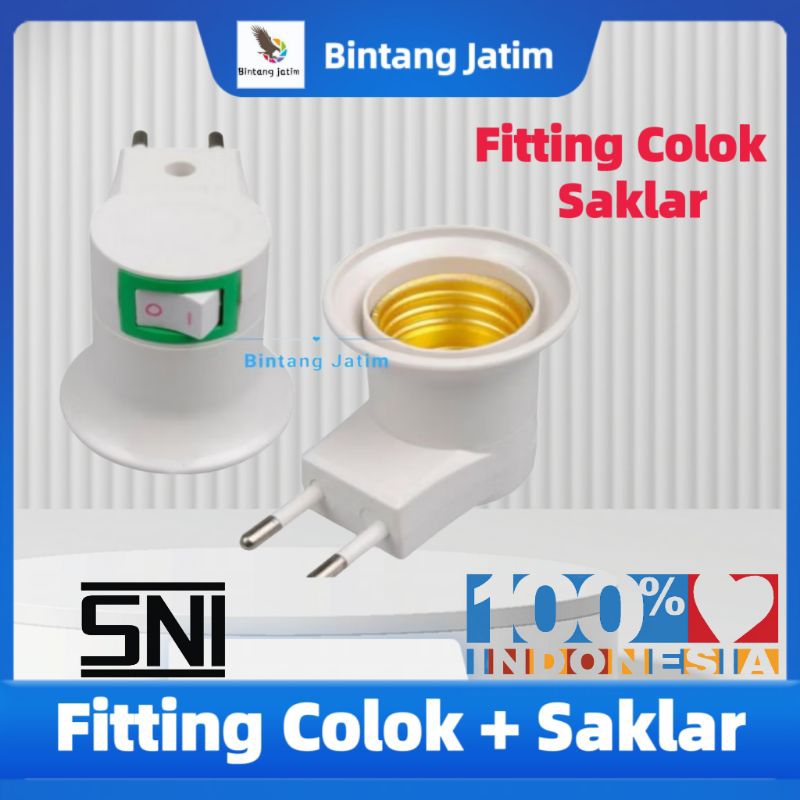 Jual fitting colok/fitting colok+saklar/lamp holder/fitting lampu E27 ...
