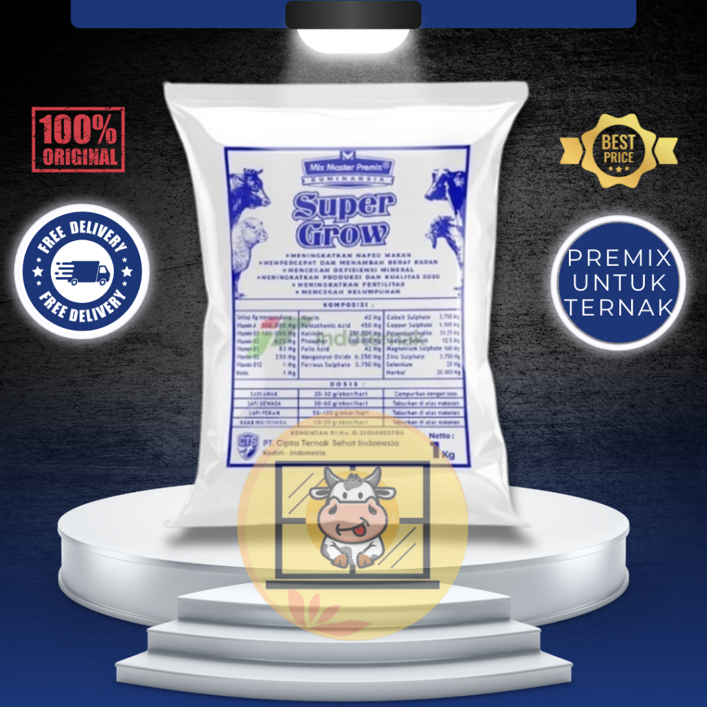 Jual PREMIX SUPER GROW 1 KG - Premix Pemacu Pertumbuhan dan Produksi Susu untuk Sapi Kambing ...