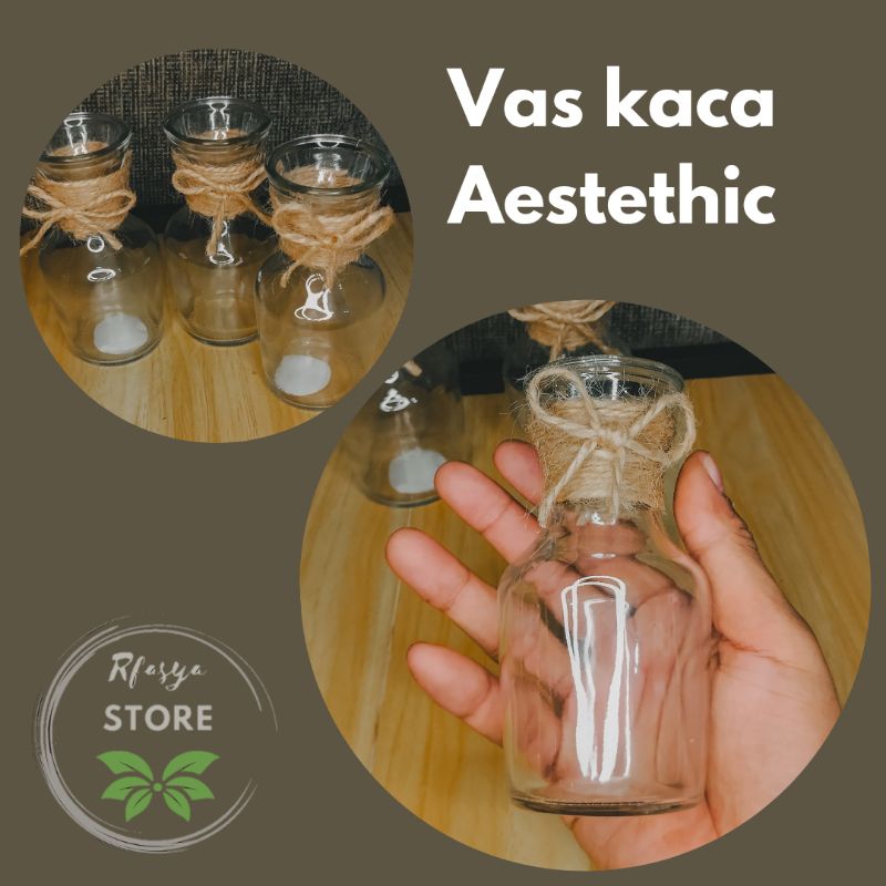 Jual Vas Tanaman Hias bening | Dikombinasikan tali rami | Shopee Indonesia