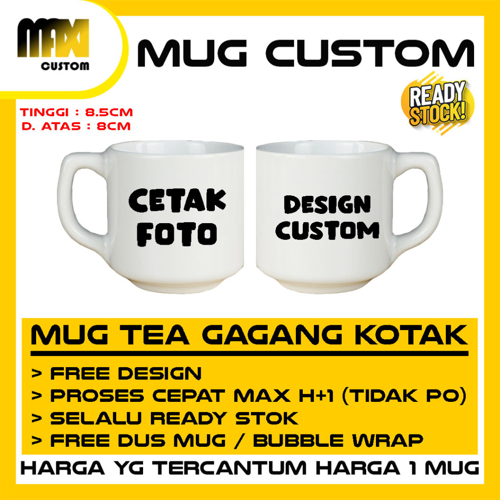 Jual MUG / GELAS TEA (GAGANG KOTAK) CUSTOM PALING MURAH (DESIGN BEBAS ...