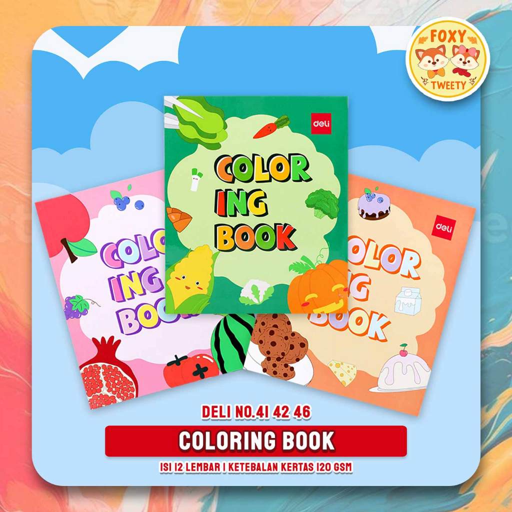Jual Coloring Book Deli Ukuran 210 x 180 mm Isi 12 Lembar / No. 41 Buah ...