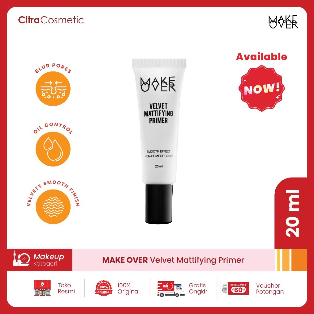 Jual ️CitraCosmetic ️ Make Over Velvet Mattifying Primer 20 Ml | Shopee ...