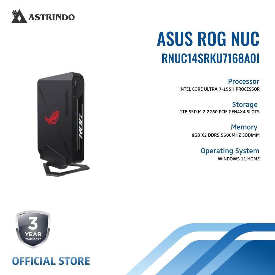 Jual Asus ROG NUC 760 Intel Core Ultra 7-155H Gen 14 8GB x2/1TB DDR5 ...