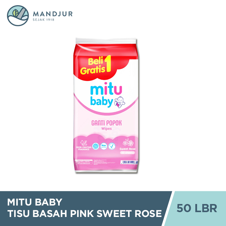 Jual Mitu Tissue Basah Ganti Popok Pink isi 50 Lembar - Tisu Basah Mitu ...
