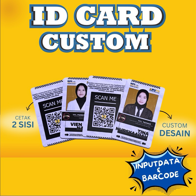 Jual id card custom imput data dan barcode/kartu nama /kartu identitas ...