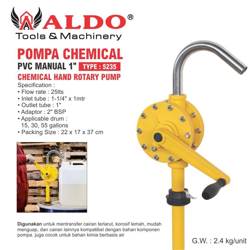 Jual POMPA CHEMICAL PVC MANUAL 1" 5235 / CHEMICAL HAND ROTARY PUMP ...