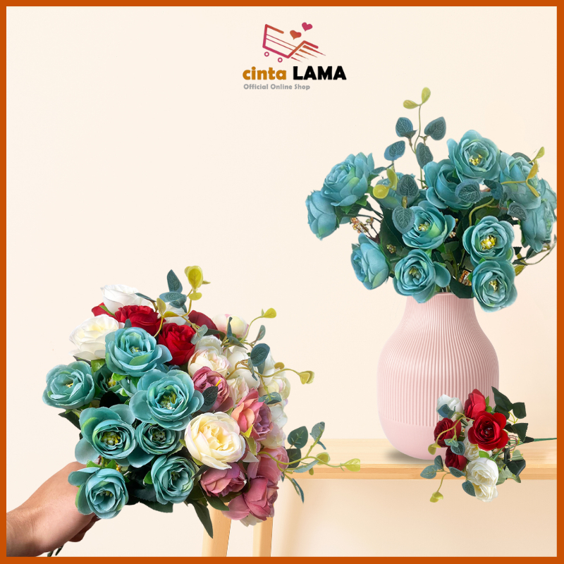 Jual Bunga Tangkai Artificial Bouquet Mawar Tanaman Hias Ornamen ...