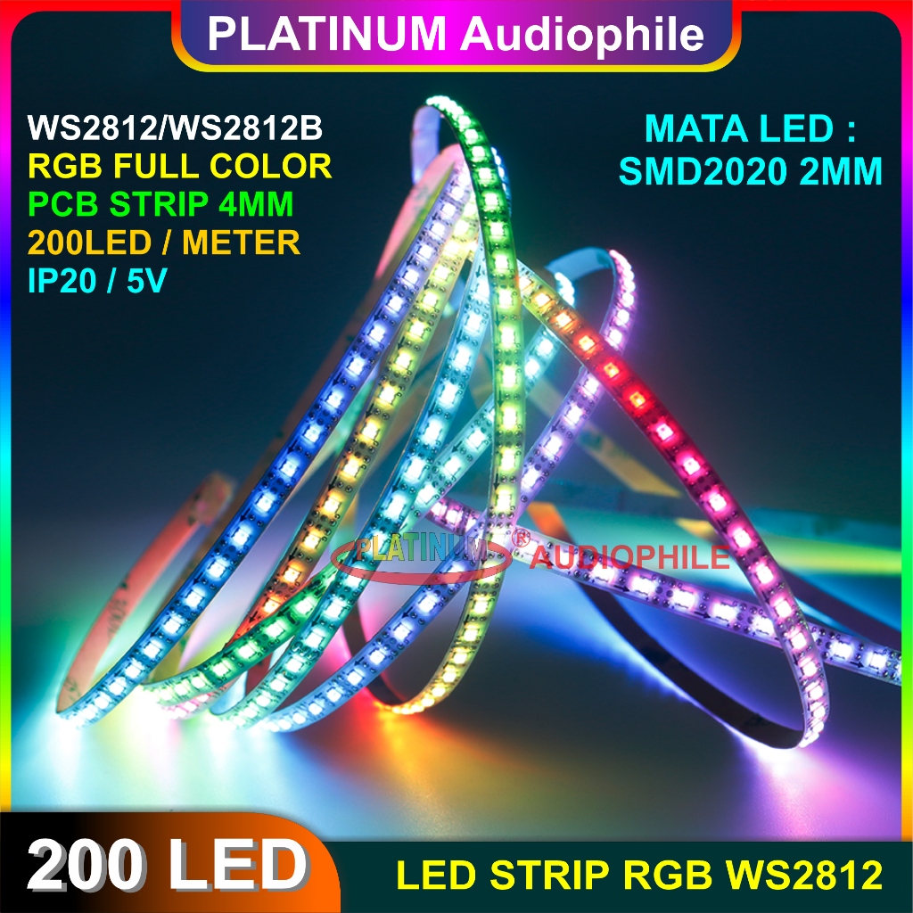 Jual LAMPU RGB LED STRIP WS2812 SMD 2020 200 LED PER 1 METER | Shopee ...