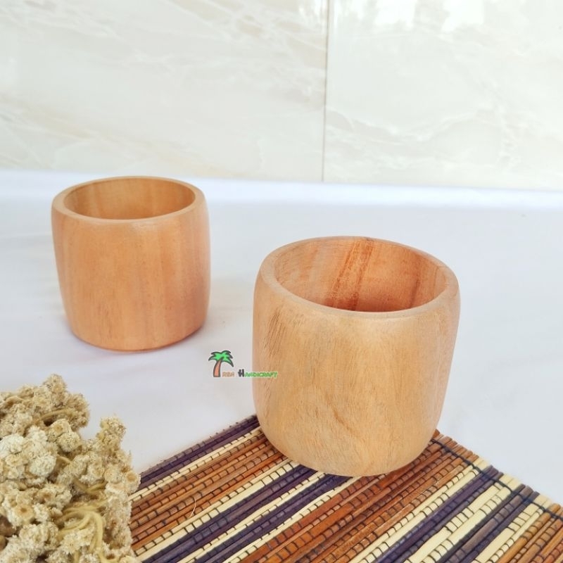 Jual ARENHANDICRAFT Gelas mug kayu mahoni 7cm | Shopee Indonesia