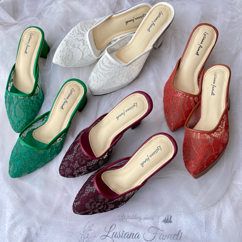 Jual Lusiana fameli | Sepatu pesta brukat heels Wedding hak platform 30 ...