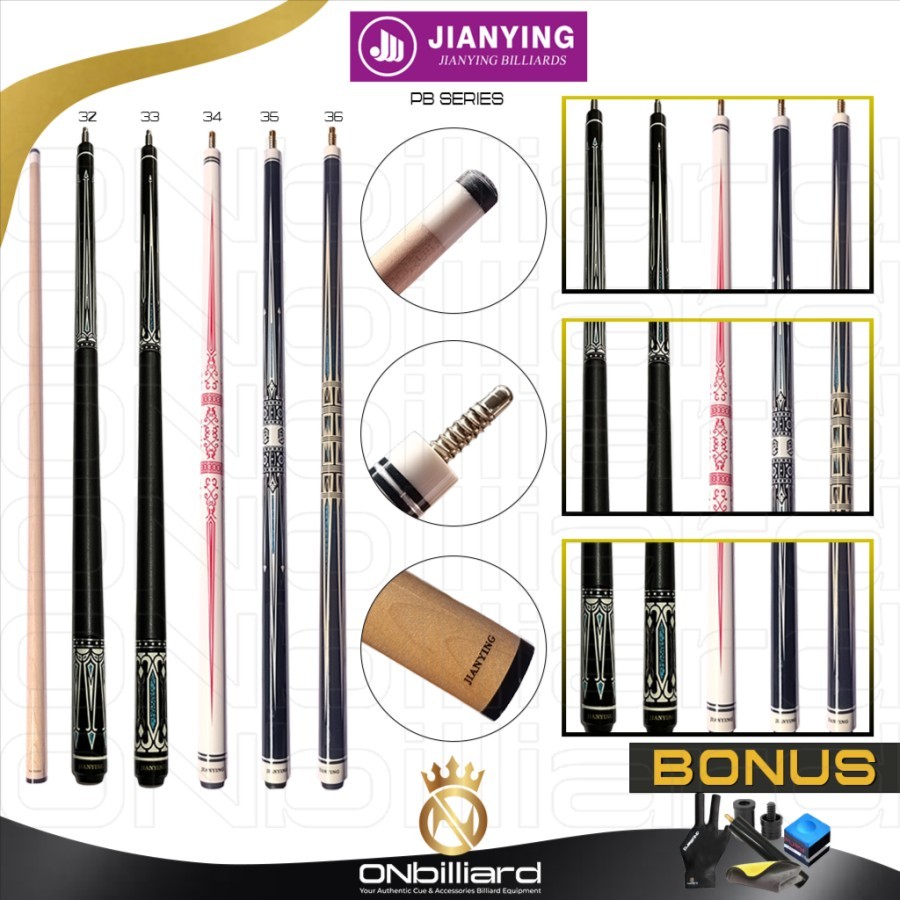 Jual JIANYING PB Series Cue Stick Billiard + Extension PB-32 PB-33 PB-34 PB-35 PB-36 Canadian ...