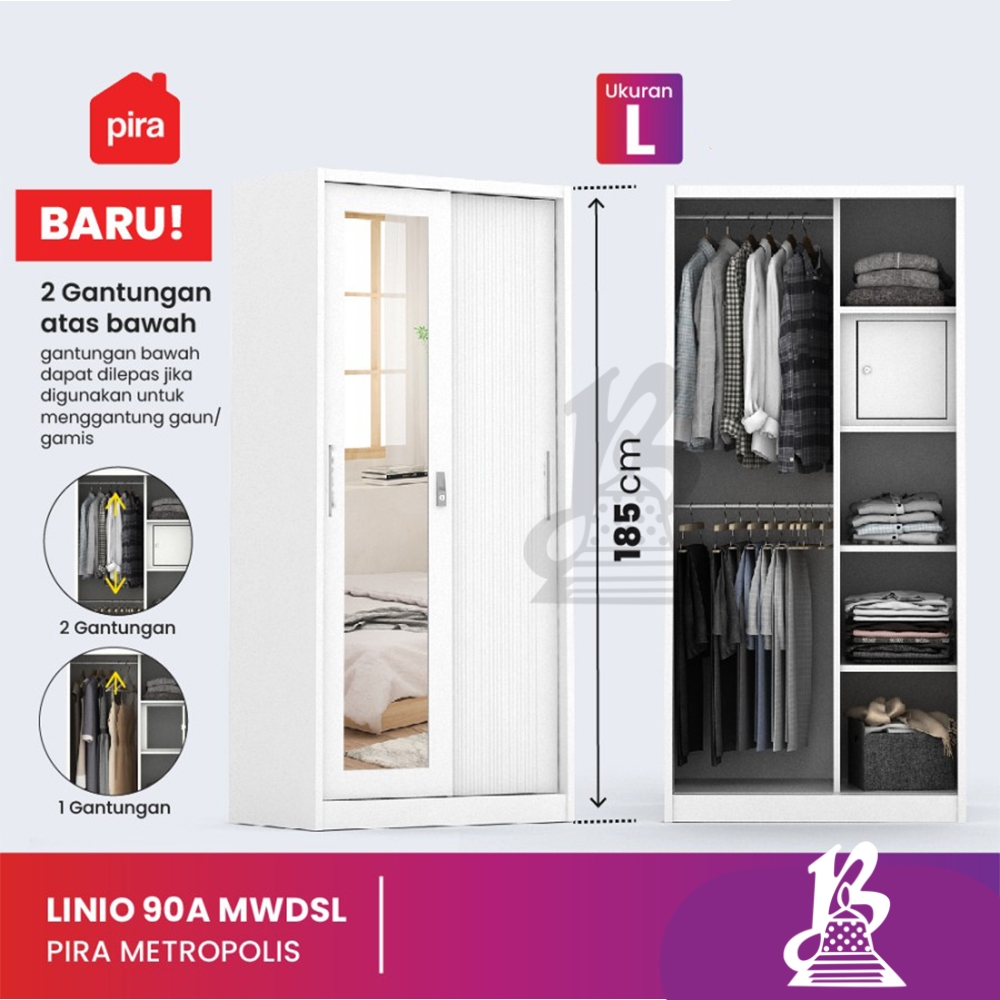 Jual PIRA - LINIO 90A MWDSL/120A M WDSL Lemari Pakaian Besi Sliding ...