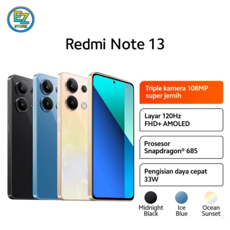 Jual Hp Xiaomi Redmi Note 13 (8/256) - Triple Camera 108Mp, Layar ...