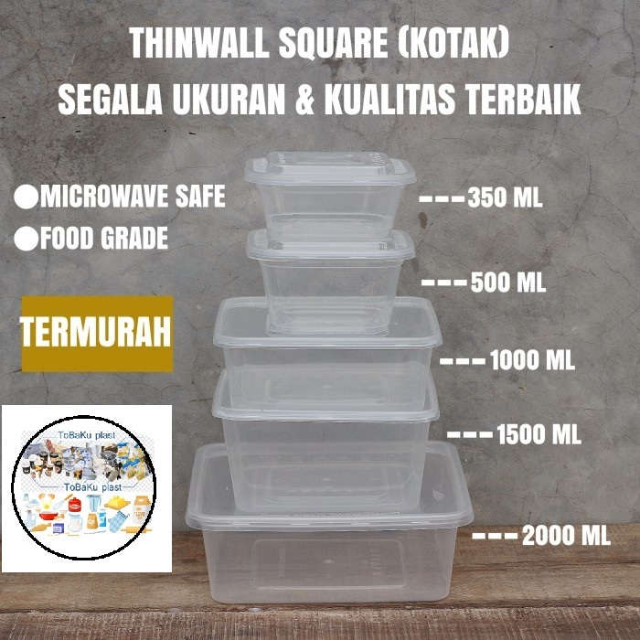Jual Thinwall KOTAK BESAR 1000ML 1500ML 2000ML 3000ML food container ...
