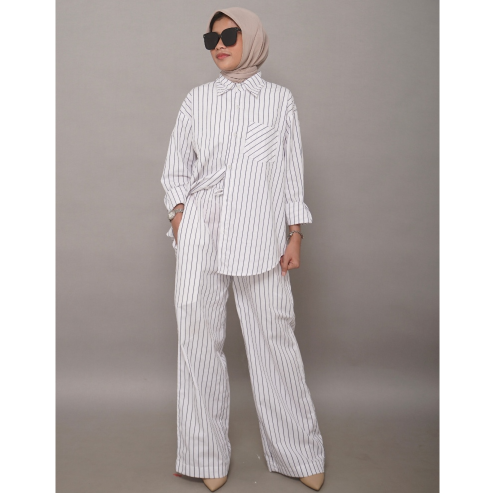 Jual Beatrix apparel Ghania Oneset - Stripe Oneset - Setelan Kemeja ...