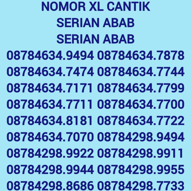 Jual Nomor XL Cantik Seri ABAB AABB Kartu Perdana Segel 4g | Shopee Indonesia