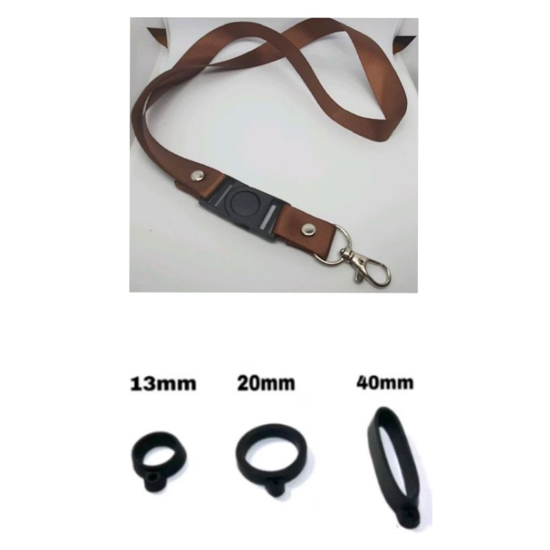 Jual Tali Lanyard COKLAT POLOS lebar 1,5 cm dan gratis 3 pcs karet ...