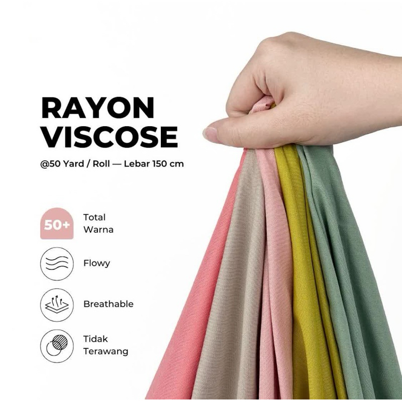 Jual Kain Rayon Viscose PREMIUM Grade A per 0,5 Meter ( Jatuh, Lembut ...