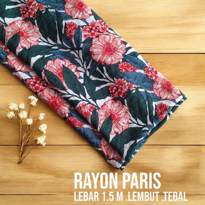 Jual kain katun rayon paris premium motif bunga | Shopee Indonesia