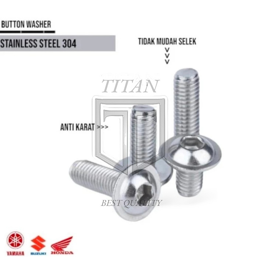 Jual (5PCS) BAUT L M6 x 50 Button washer SS 304 ANTI KARAT DRAT 6mm ...
