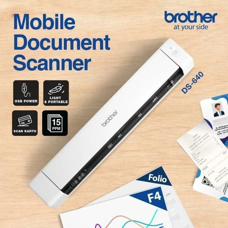 Jual BROTHER DS-640 Compact Mobile Document Scanner Portable ID Scan ...