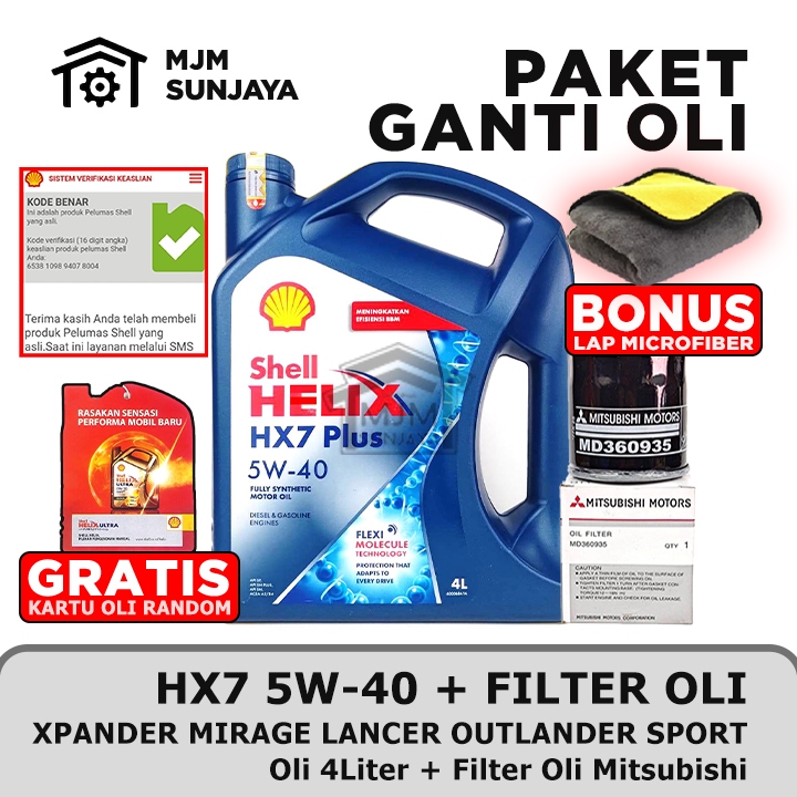 Jual [GRATIS FILTER OLI] PAKET Ganti Oli Mesin Shell Helix HX7 SAE 5W ...
