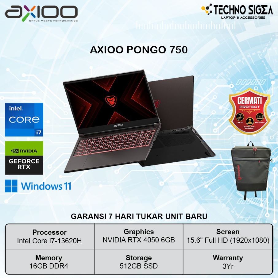 Jual AXIOO Pongo 750 i7 13620H RTX4050 16GB 512GB 15.6 FHD 144Hz IPS ...