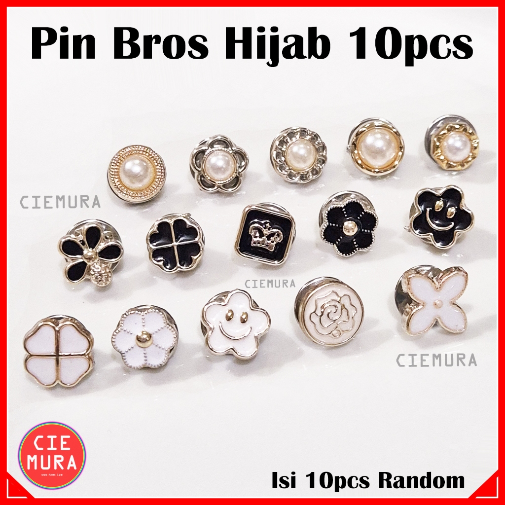 Jual Cie Pin Bros Mini Hijab 10pcs Motif Set Model Bross Klip Kecil Kancing Pakaian Aksesoris ...
