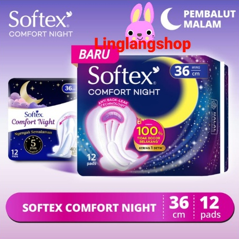 Jual Softex Comfort NIGHT wing 36cm 12 pads pembalut SAYAP malam wanita ...