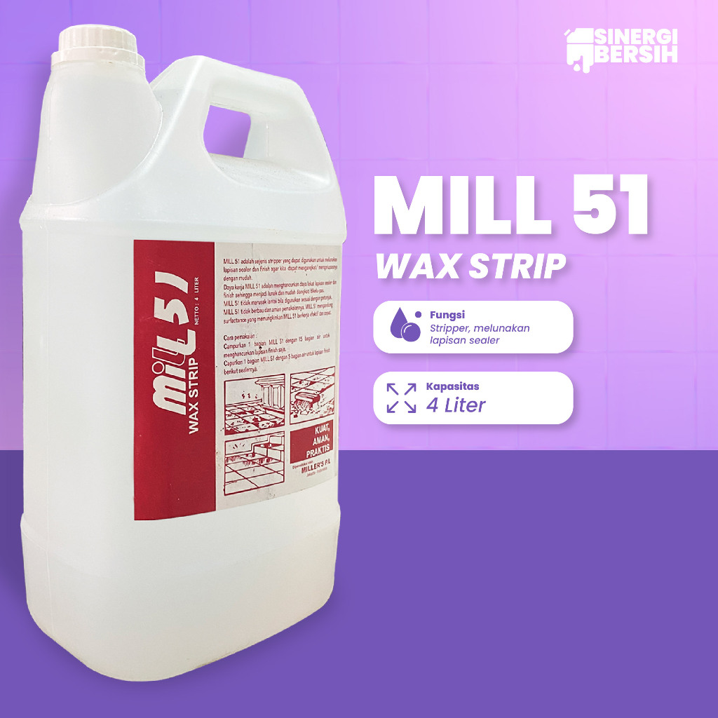 Jual Mill 51 - Wax strip pelunak lapisan sealer stripper 4 Liter ...