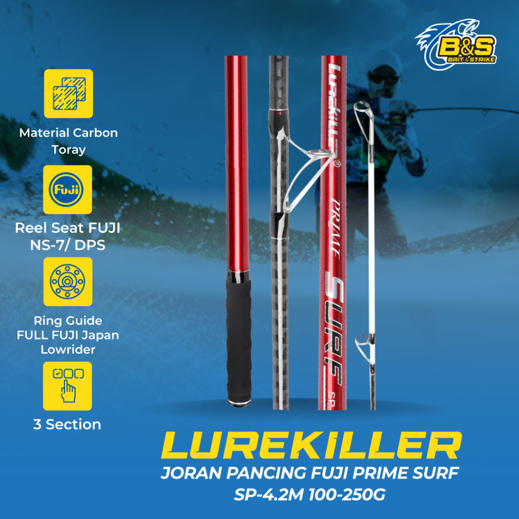 Jual Joran Pancing FUJI Lurekiller Prime Surf SP-4.2M 100-250g joran surf_Night Light Solid Core ...