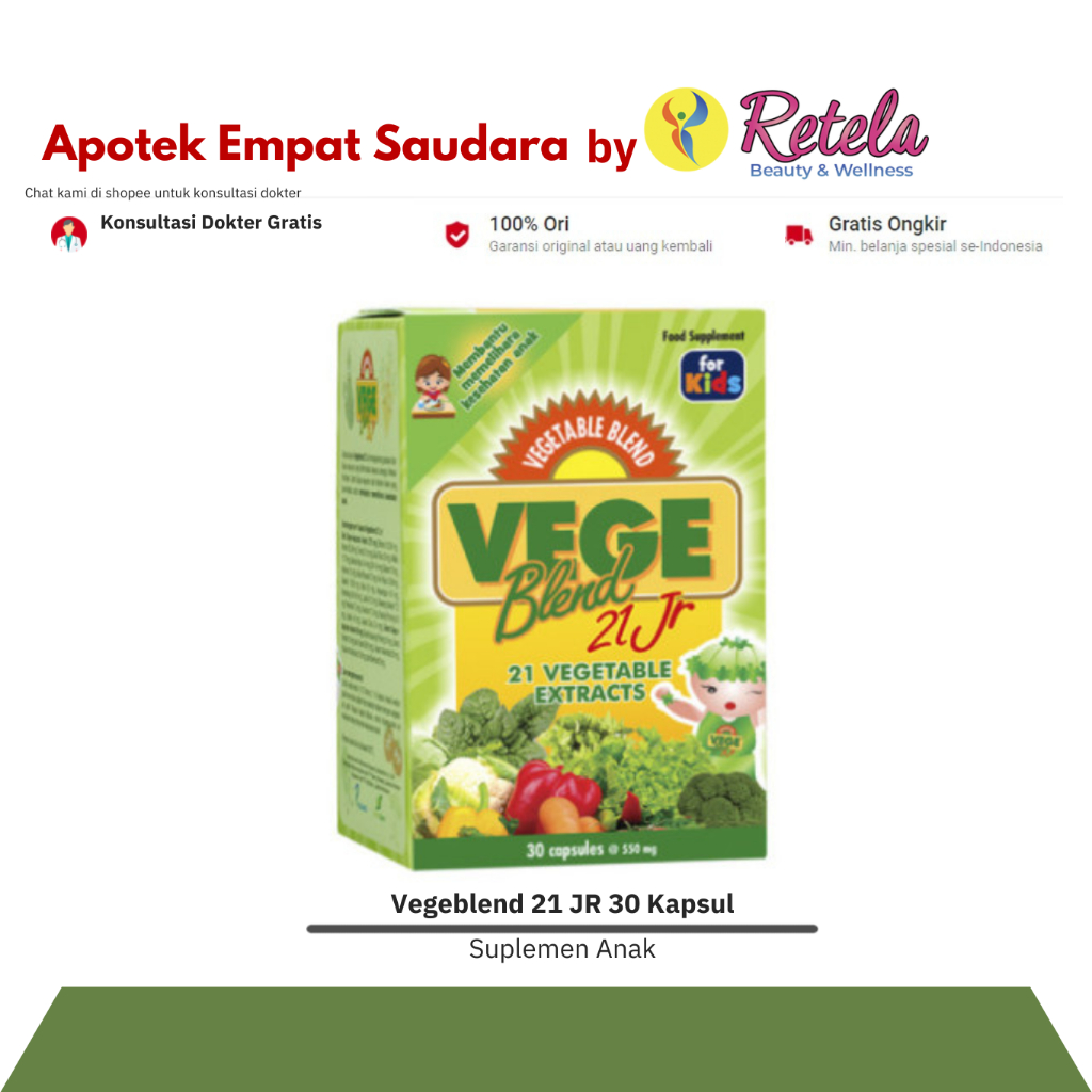 Jual Vegeblend 21 Junior Isi 30 Kapsul (Suplemen Sayuran Untuk Anak ...