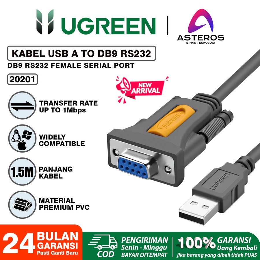 Jual Ugreen USB to DB9 RS232 Serial Female Adapter 1,5m | Shopee Indonesia