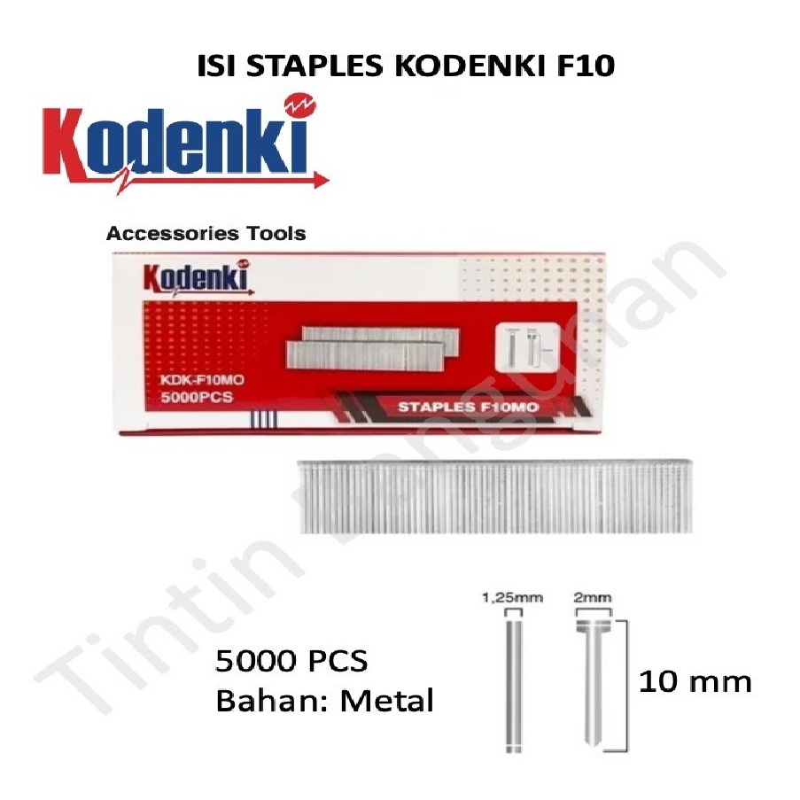 Jual ISI PAKU TEMBAK/ STAPLER ANGIN/ AIR NAILER F10 isi staples model ...