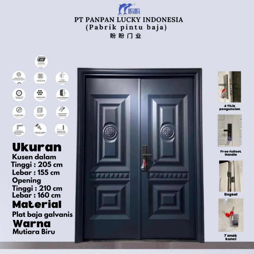 Jual PINTU BAJA PANPAN MOTIF 8045-4 MUTIARA BIRU HITAM/PINTU UTAMA ...