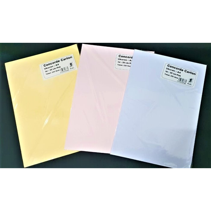 Jual KERTAS CONCORDE KARTON A4 220 GSM CARTON PAPER WARNA KONKORD ...
