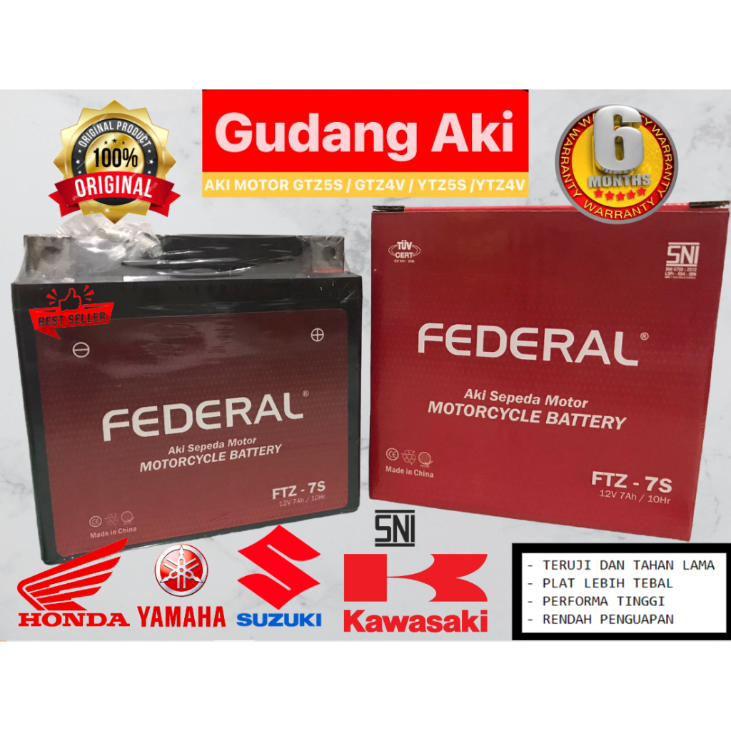 Jual Aki Motor FEDERAL Honda Vario 125 GTZ7S Accu Full Kering MF | Shopee Indonesia